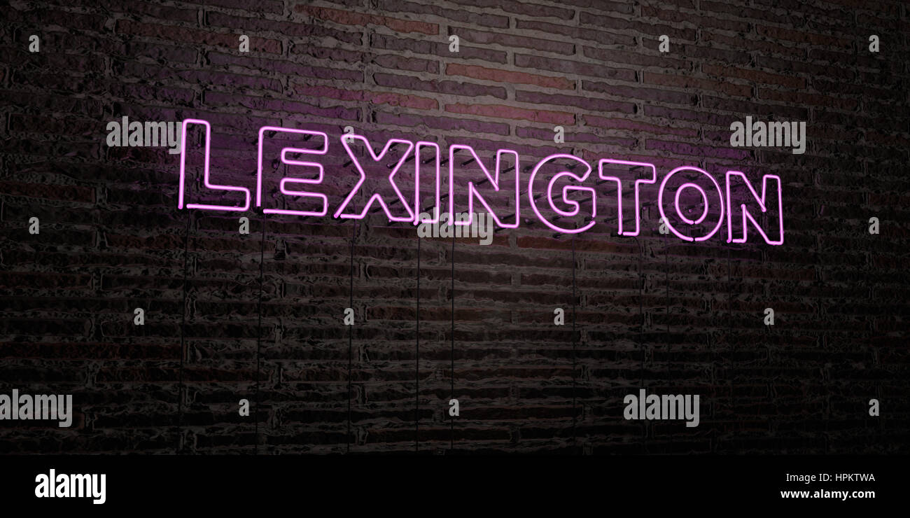 LEXINGTON -Realistic Neon Sign on Brick Wall background - 3D rendered ...