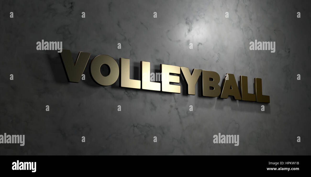 Volleyball - Gold text on black background - 3D rendered royalty free ...