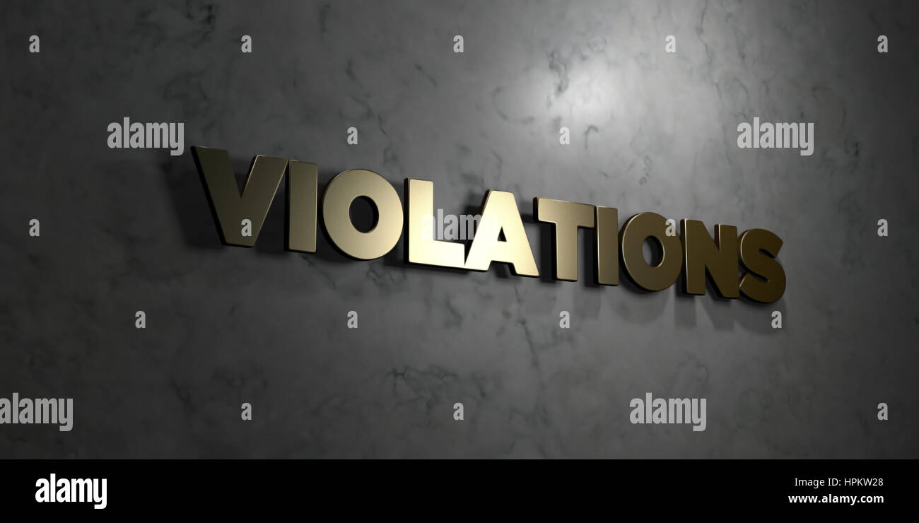 Violations Gold Text On Black Background 3d Rendered Royalty Free