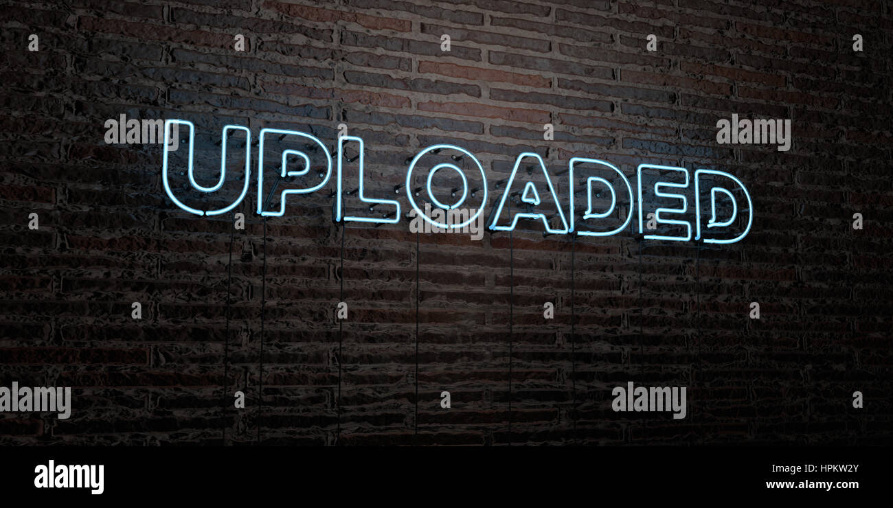 UPLOADED -Realistic Neon Sign on Brick Wall background - 3D rendered ...