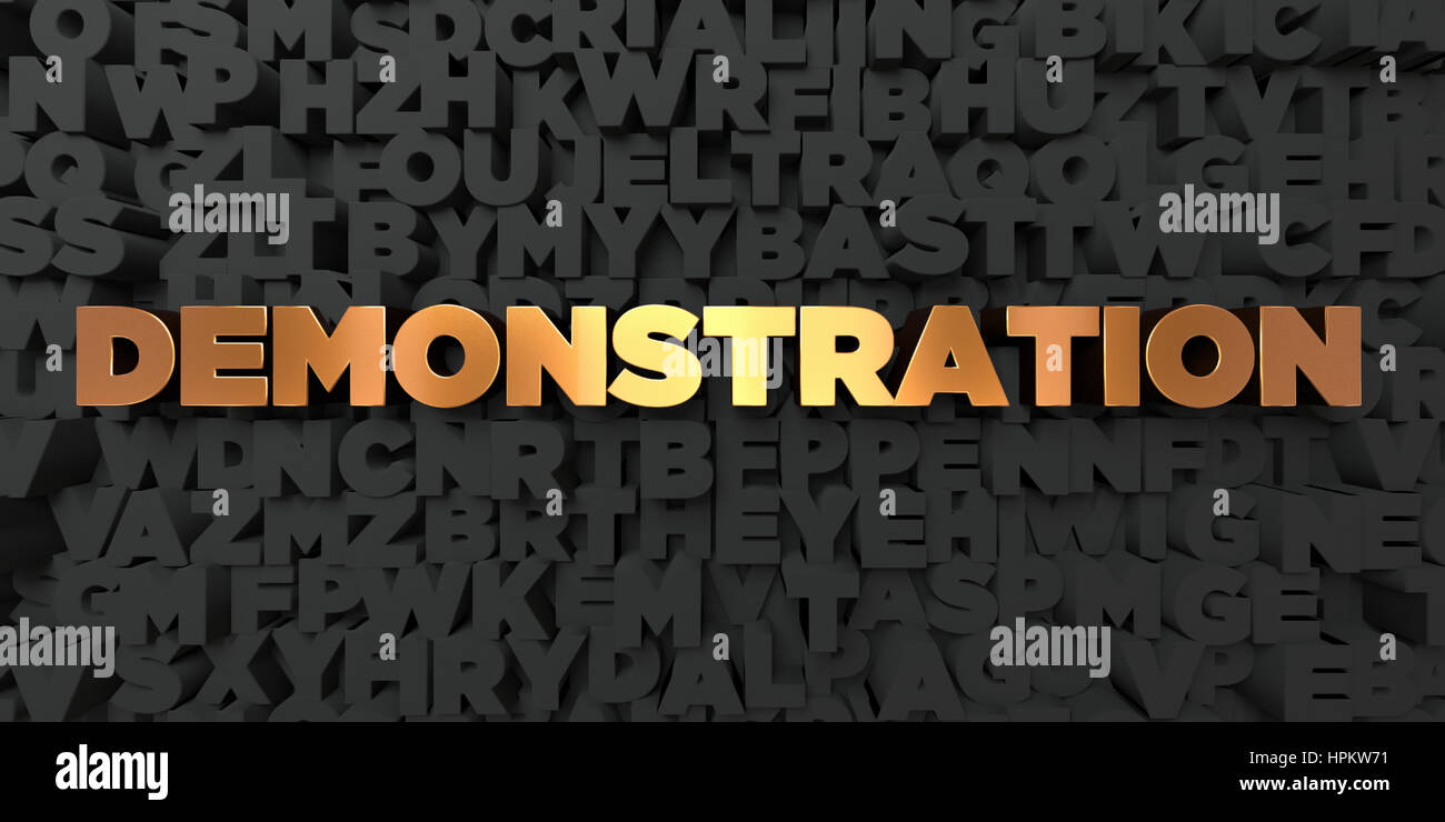 Demonstration - Gold text on black background - 3D rendered royalty ...