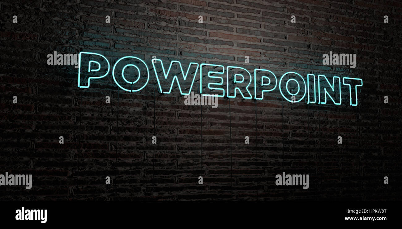 POWERPOINT -Realistic Neon Sign on Brick Wall background - 3D rendered ...