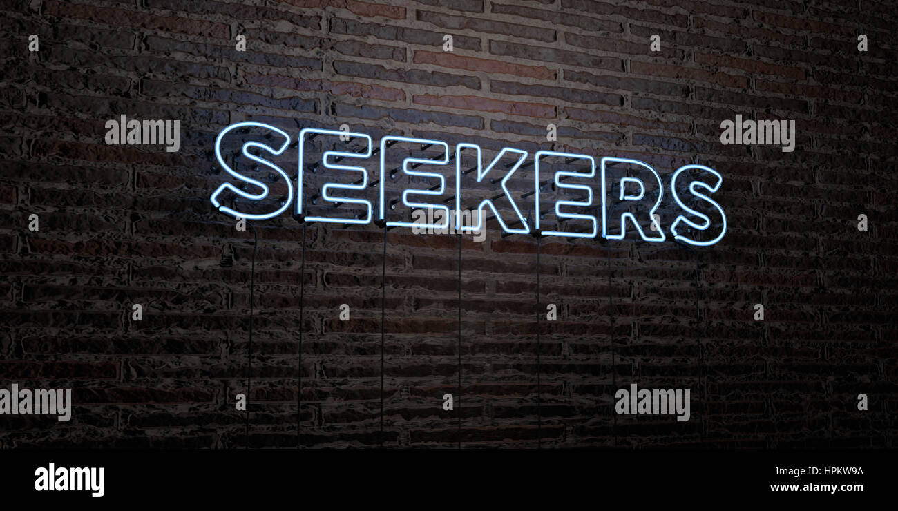 SEEKERS -Realistic Neon Sign on Brick Wall background - 3D rendered ...