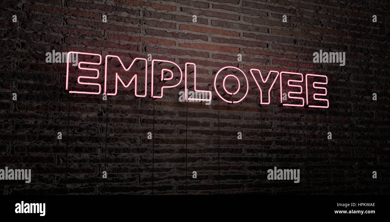 EMPLOYEE -Realistic Neon Sign on Brick Wall background - 3D rendered ...