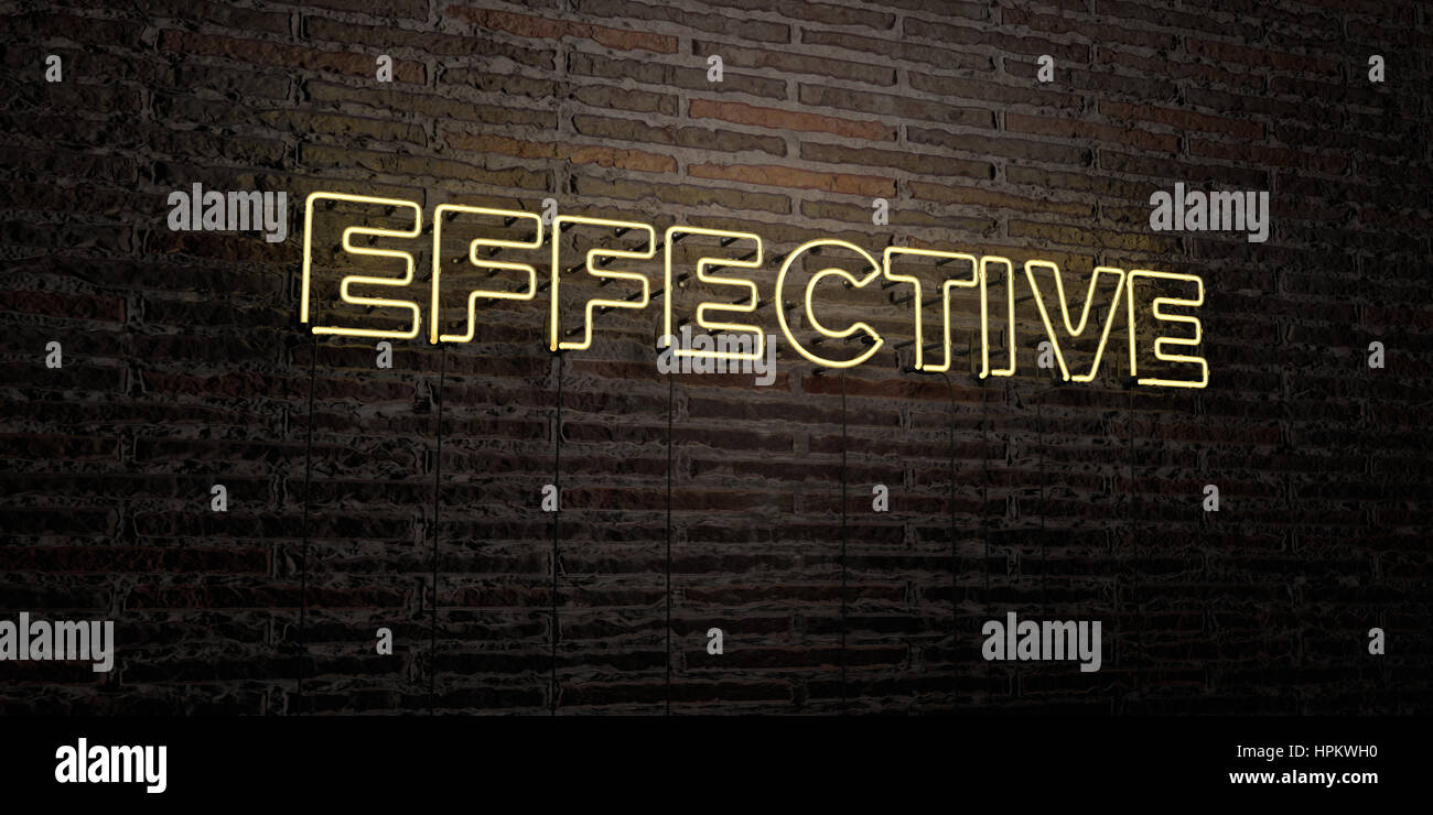EFFECTIVE -Realistic Neon Sign on Brick Wall background - 3D rendered ...