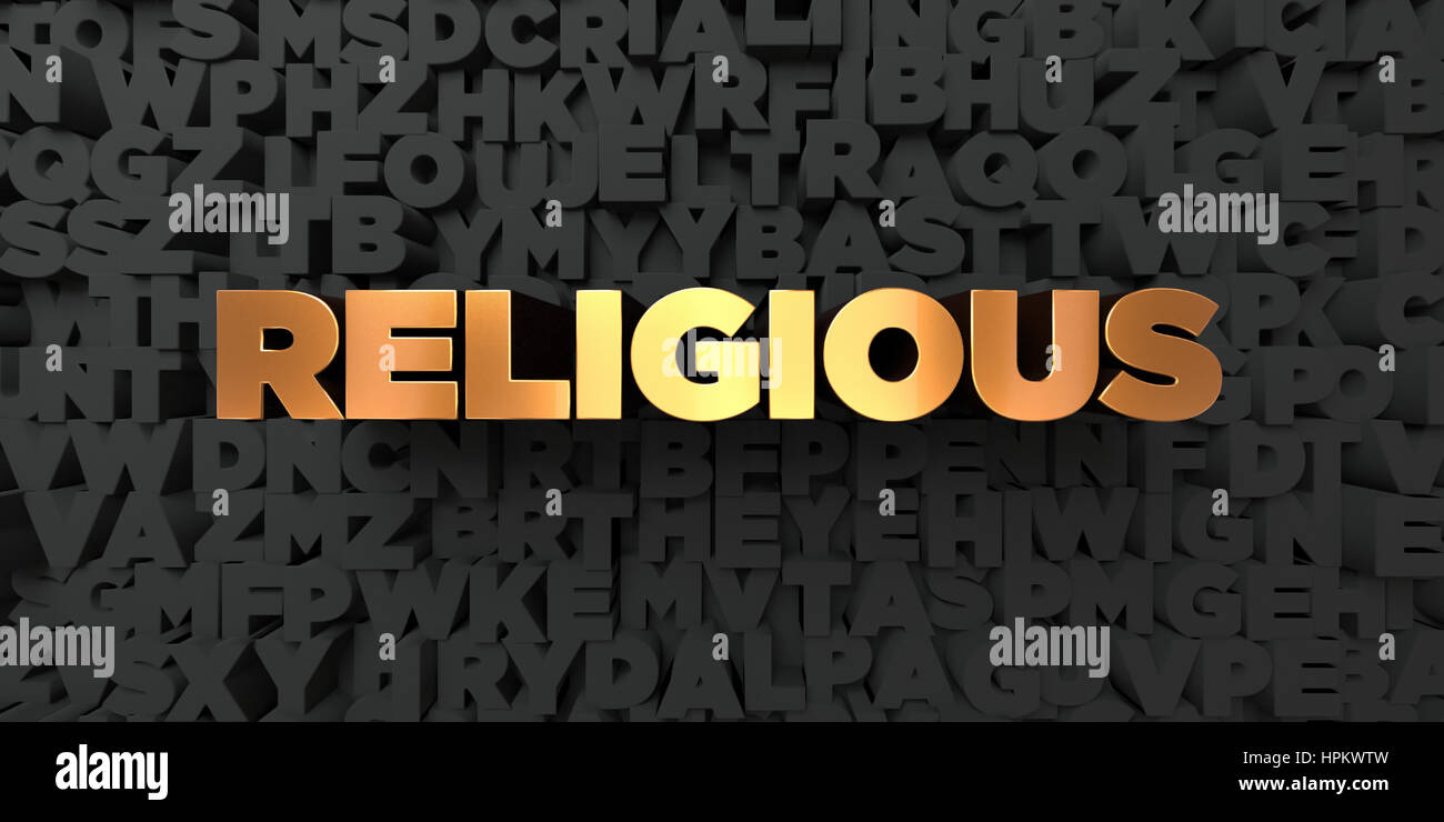 Religious - Gold text on black background - 3D rendered royalty free ...