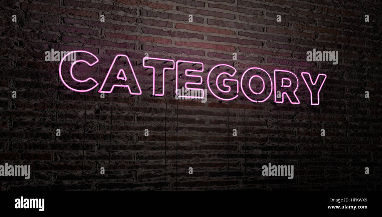CATEGORY -Realistic Neon Sign on Brick Wall background - 3D rendered ...