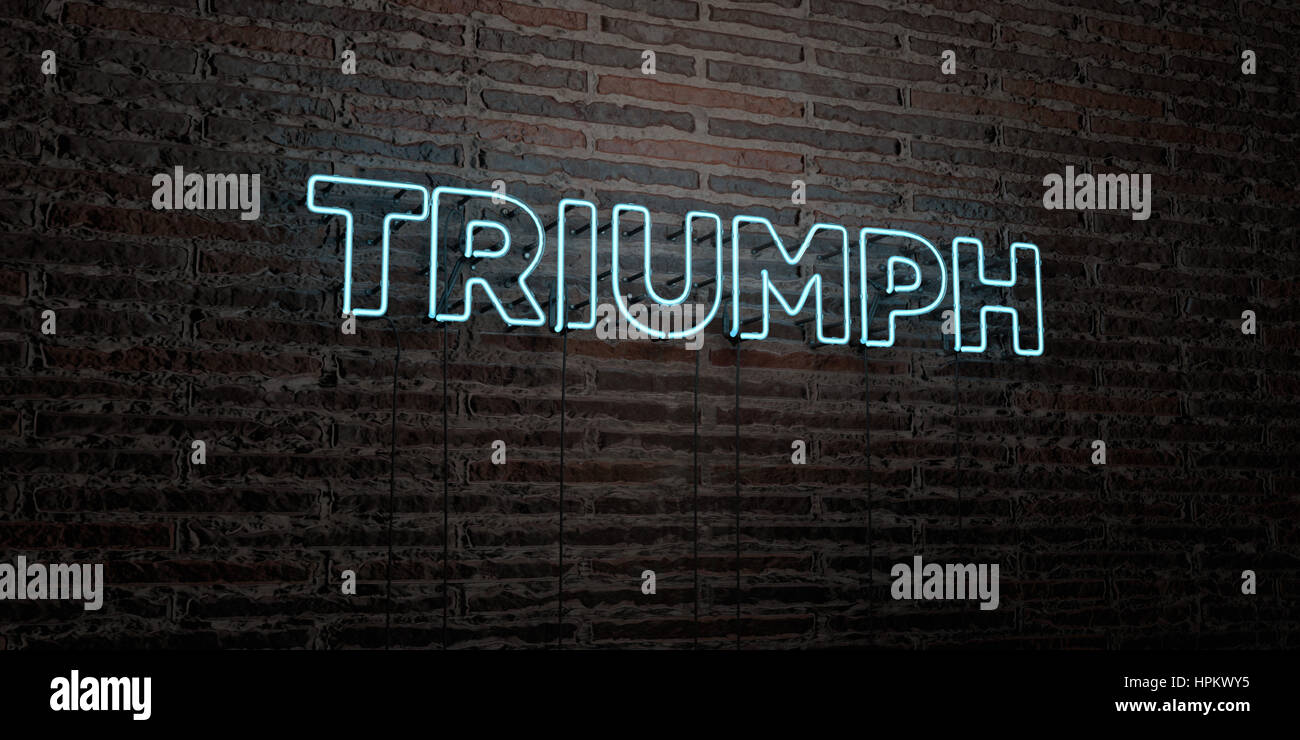 TRIUMPH -Realistic Neon Sign on Brick Wall background - 3D rendered ...