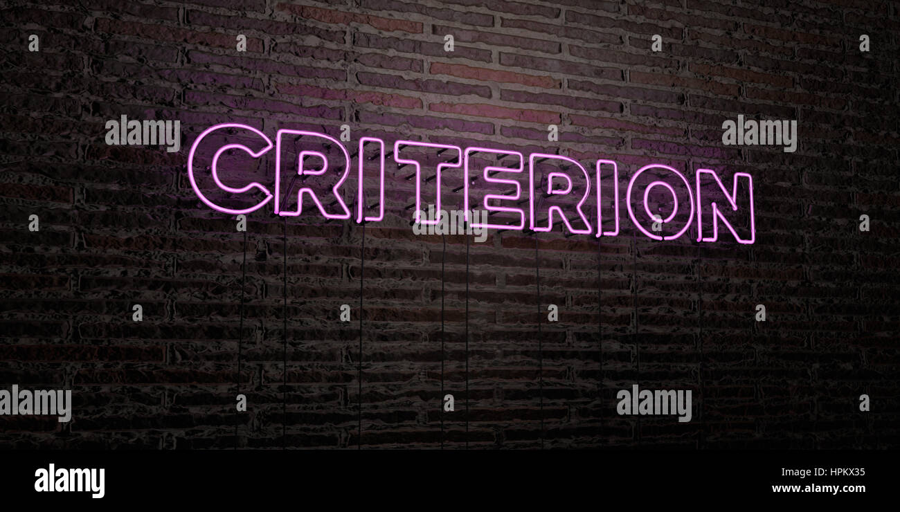 CRITERION -Realistic Neon Sign on Brick Wall background - 3D rendered ...
