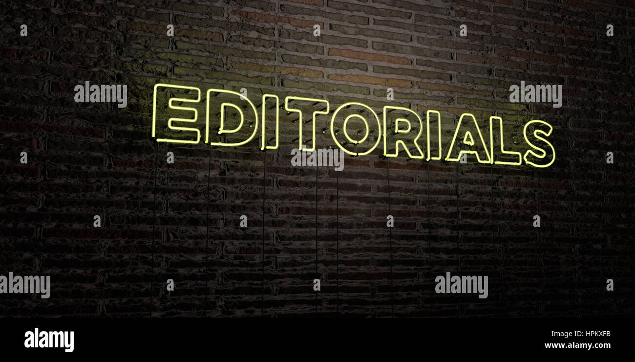 EDITORIALS -Realistic Neon Sign on Brick Wall background - 3D rendered ...