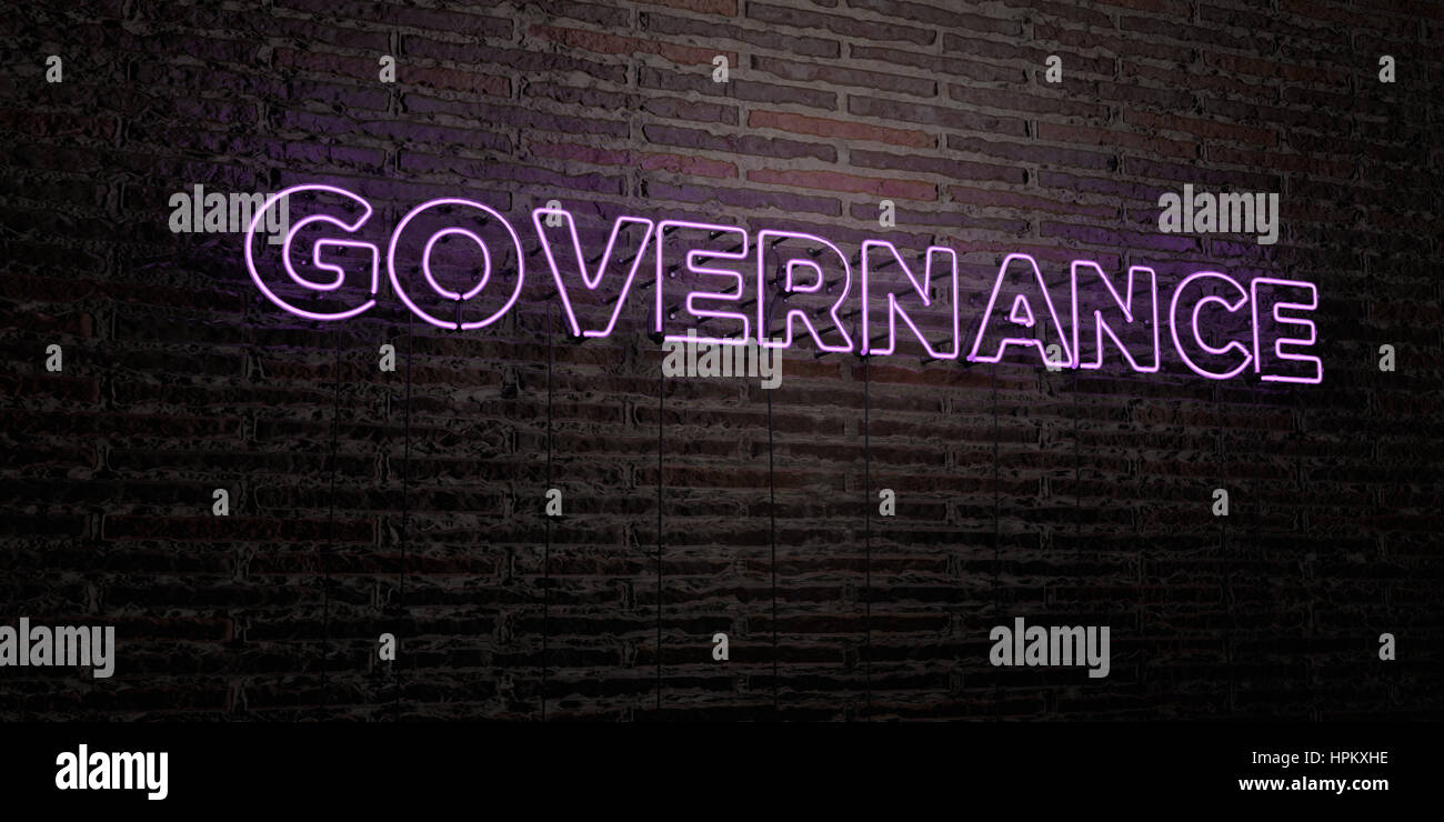 GOVERNANCE -Realistic Neon Sign on Brick Wall background - 3D rendered ...
