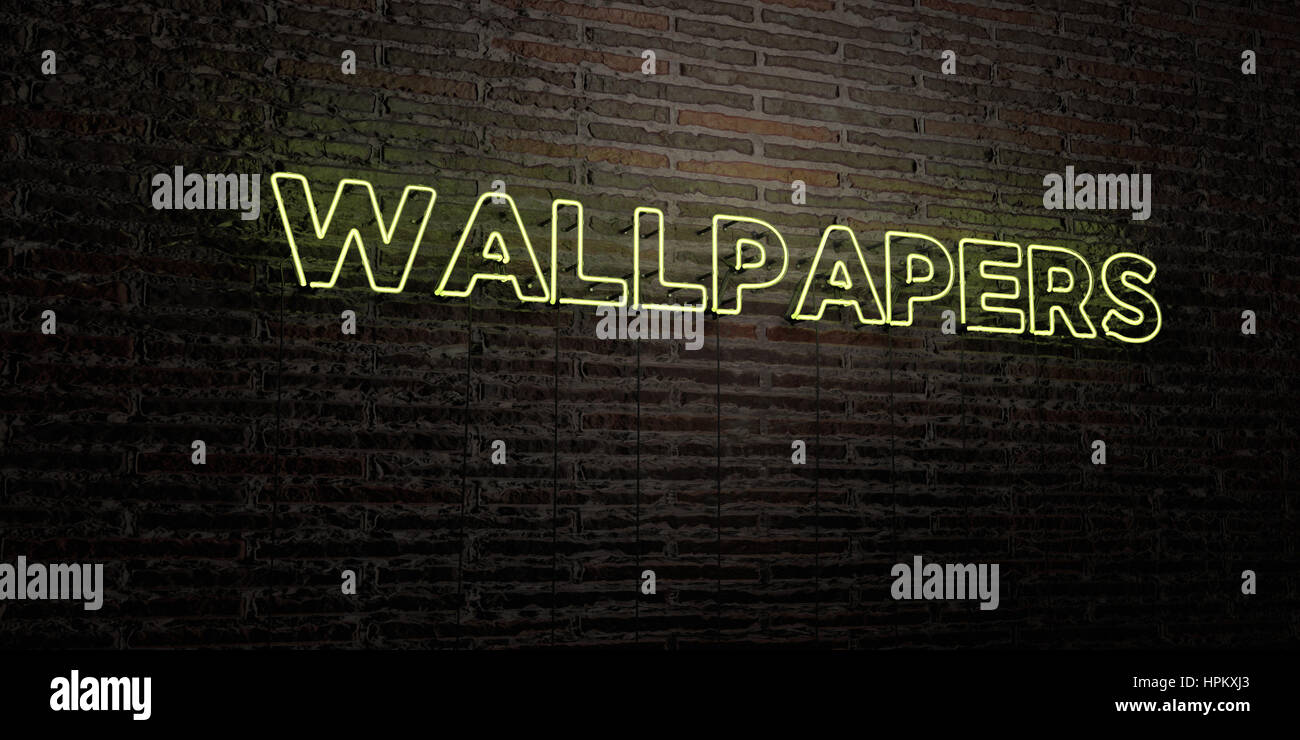 WALLPAPERS -Realistic Neon Sign on Brick Wall background - 3D rendered ...