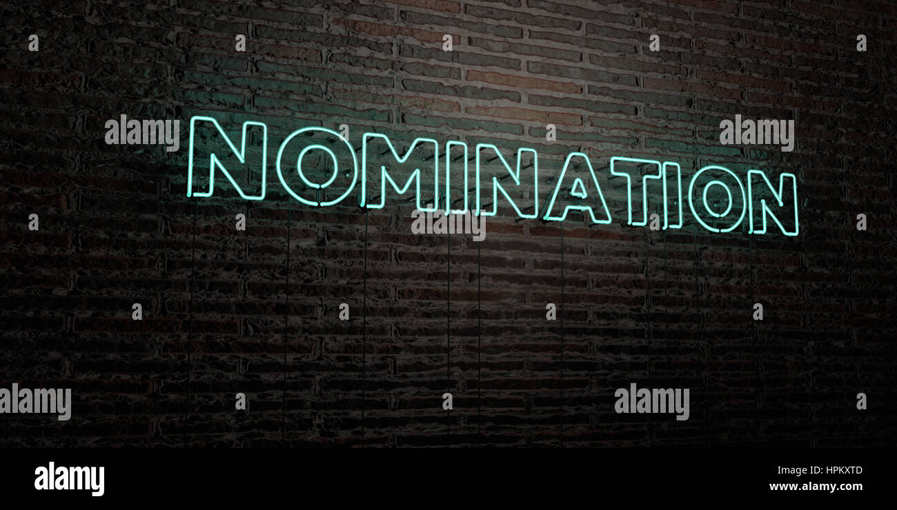 NOMINATION -Realistic Neon Sign on Brick Wall background - 3D rendered ...