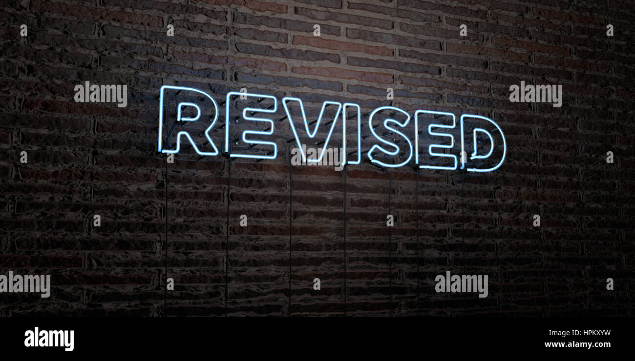 REVISED -Realistic Neon Sign on Brick Wall background - 3D rendered ...