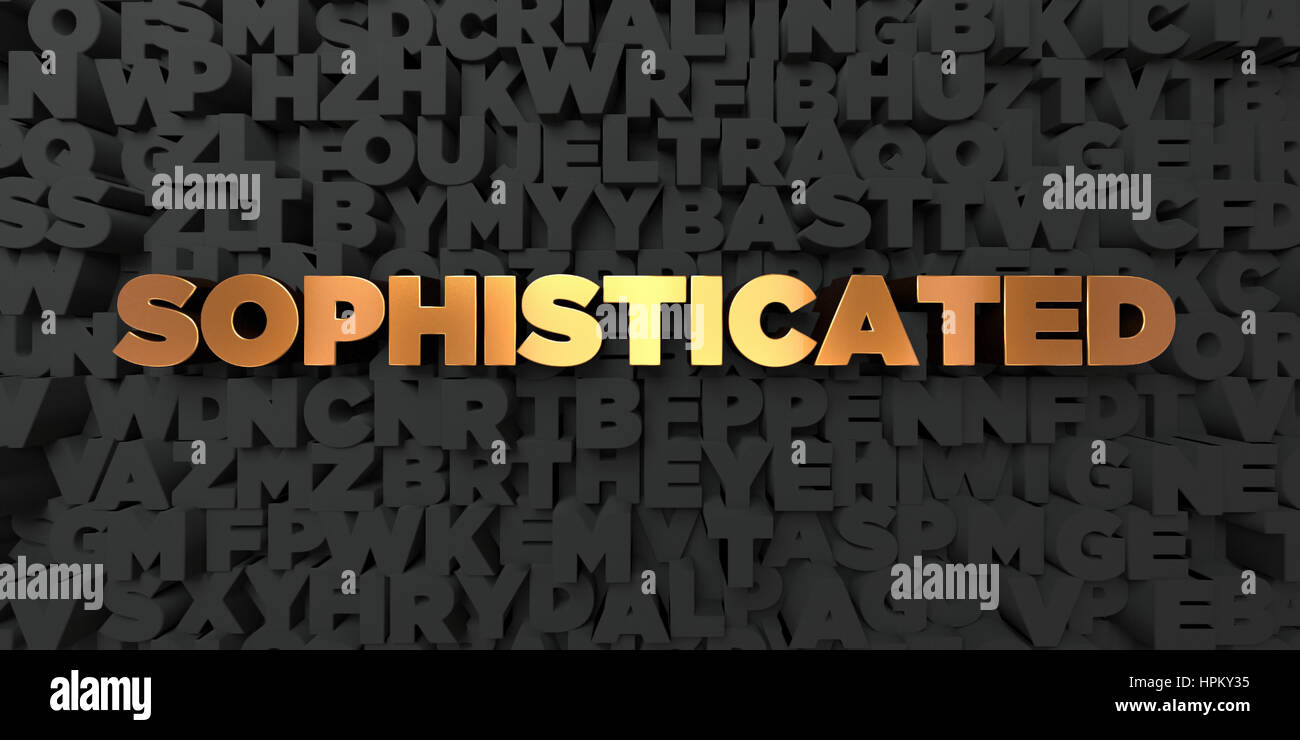 Sophisticated - Gold text on black background - 3D rendered royalty ...
