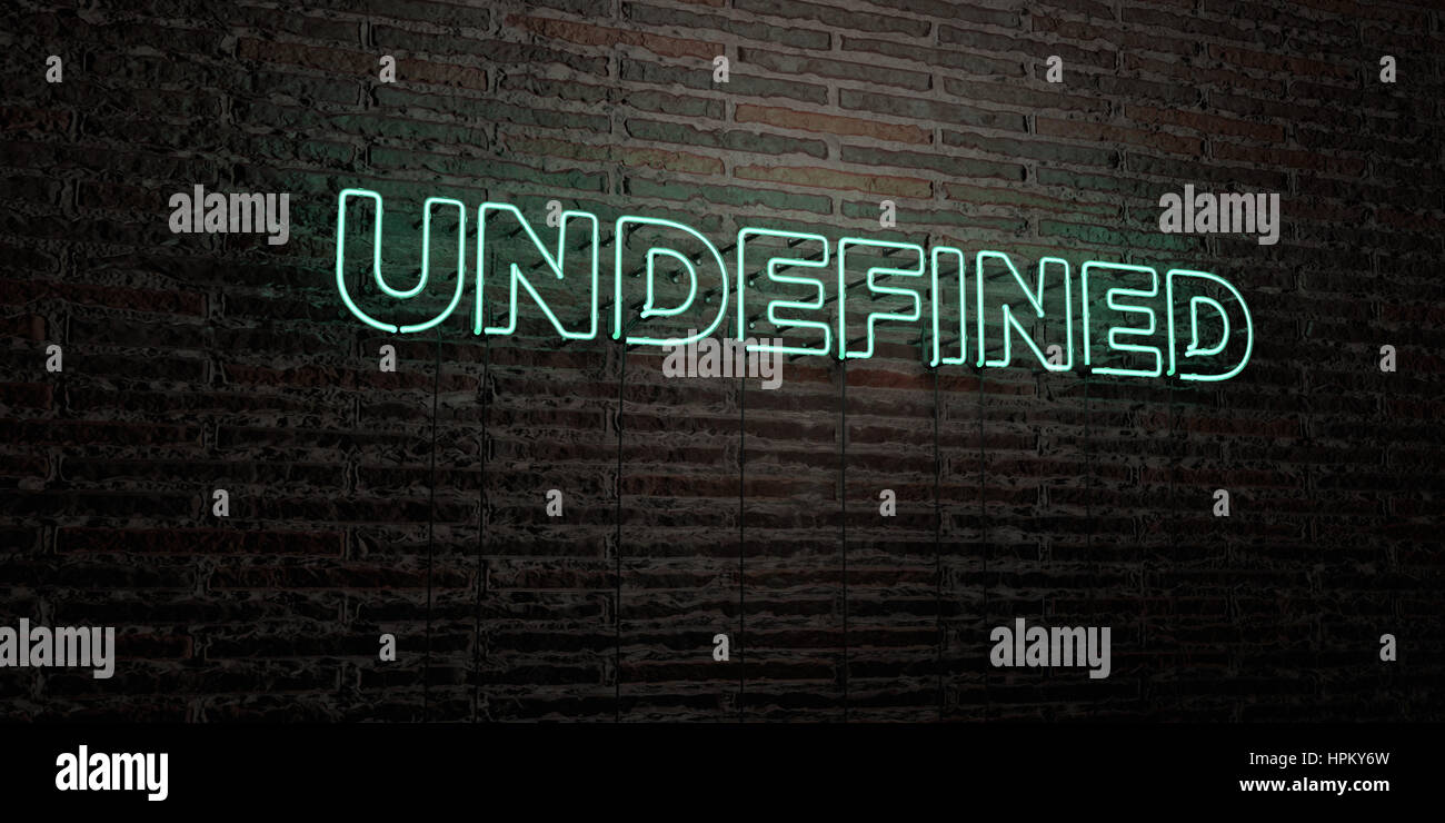 UNDEFINED -Realistic Neon Sign on Brick Wall background - 3D rendered ...