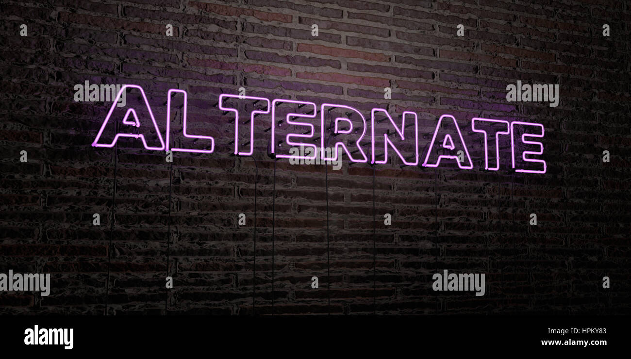 ALTERNATE -Realistic Neon Sign on Brick Wall background - 3D rendered ...