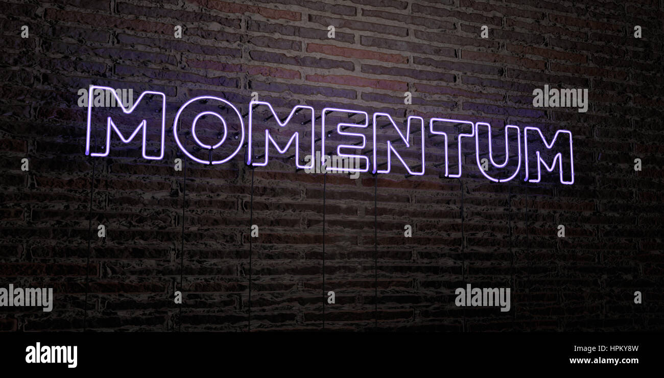 MOMENTUM -Realistic Neon Sign on Brick Wall background - 3D rendered ...