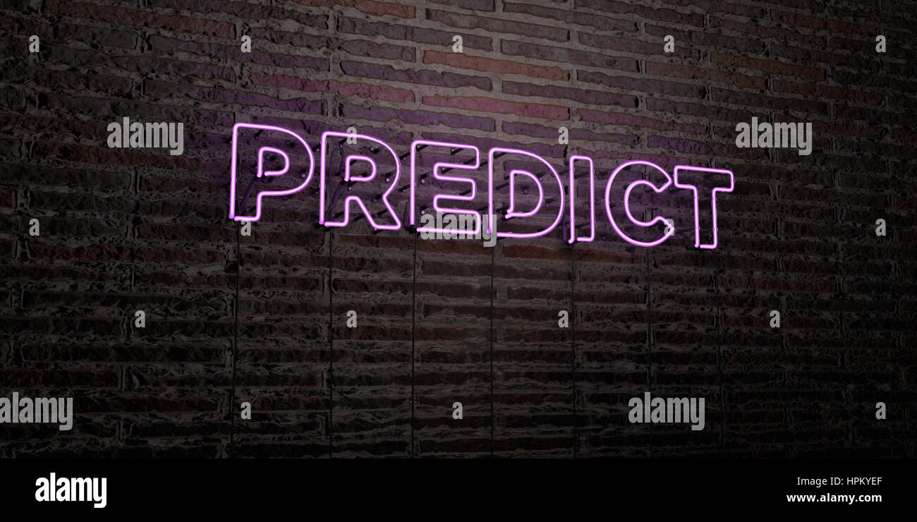PREDICT -Realistic Neon Sign on Brick Wall background - 3D rendered ...