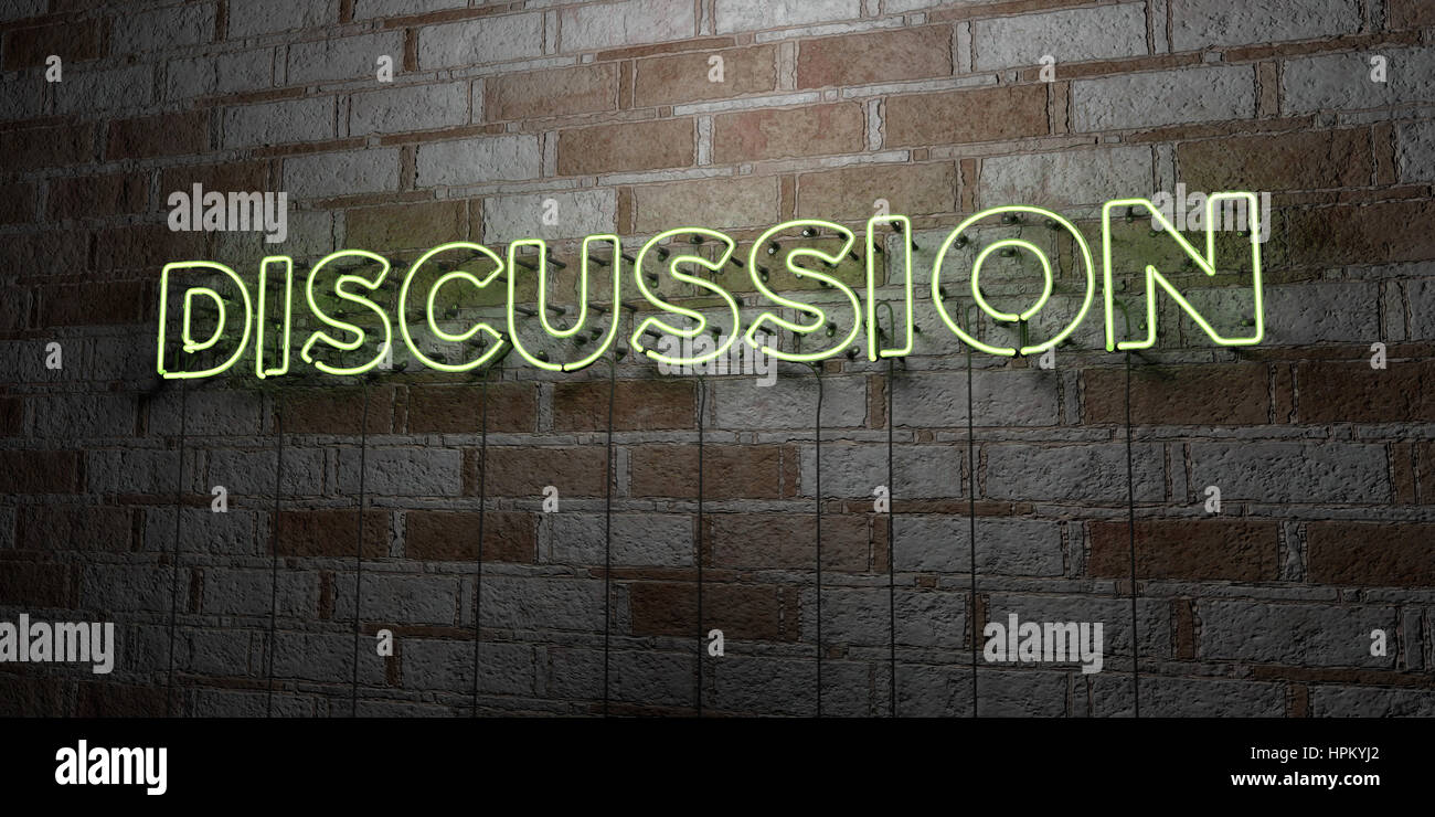 DISCUSSION - Glowing Neon Sign on stonework wall - 3D rendered royalty ...
