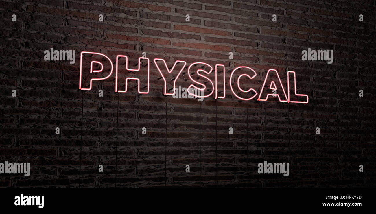 PHYSICAL -Realistic Neon Sign on Brick Wall background - 3D rendered ...