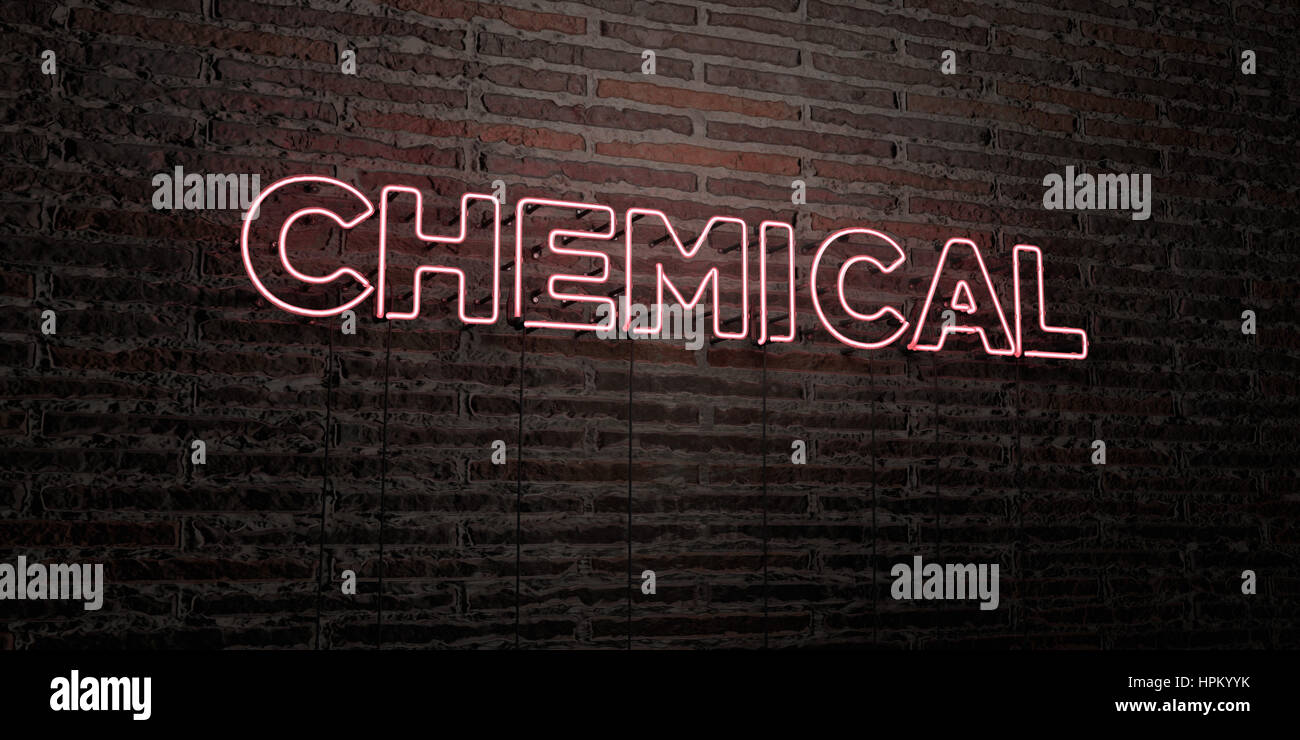 CHEMICAL -Realistic Neon Sign on Brick Wall background - 3D rendered ...