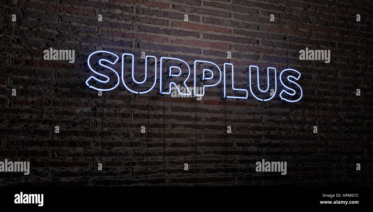 SURPLUS -Realistic Neon Sign on Brick Wall background - 3D rendered ...