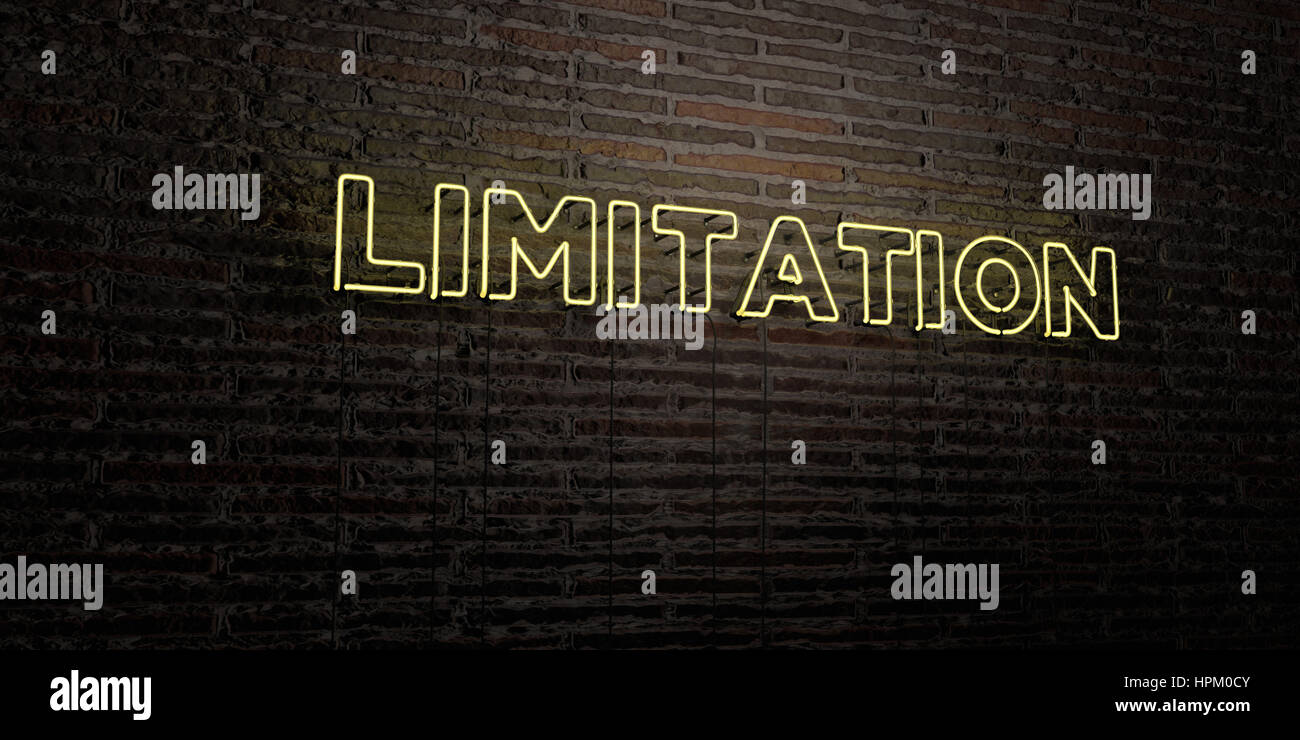LIMITATION -Realistic Neon Sign on Brick Wall background - 3D rendered ...