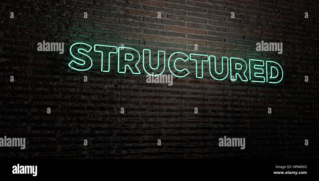 STRUCTURED -Realistic Neon Sign on Brick Wall background - 3D rendered ...
