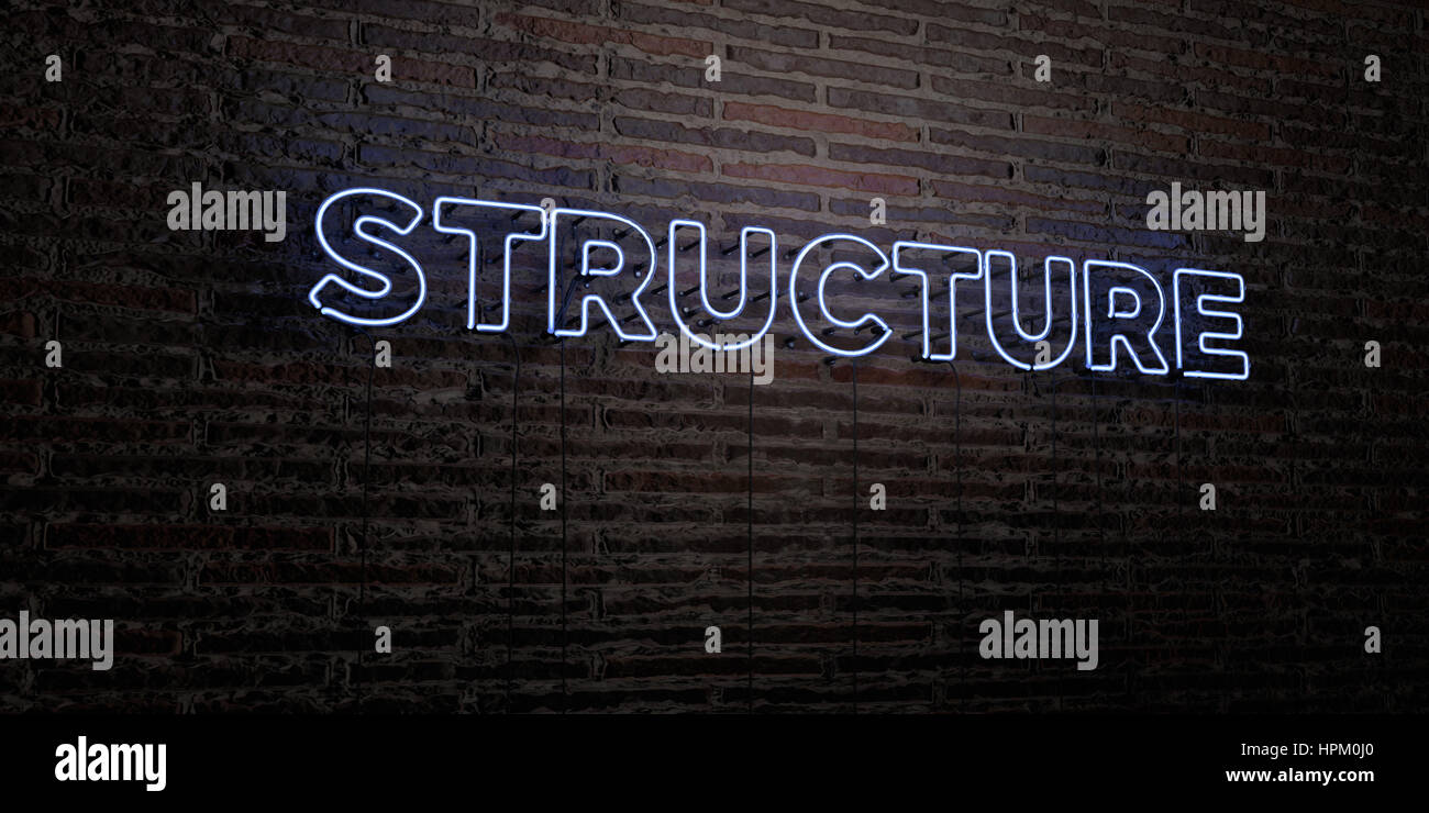 STRUCTURE -Realistic Neon Sign on Brick Wall background - 3D rendered ...