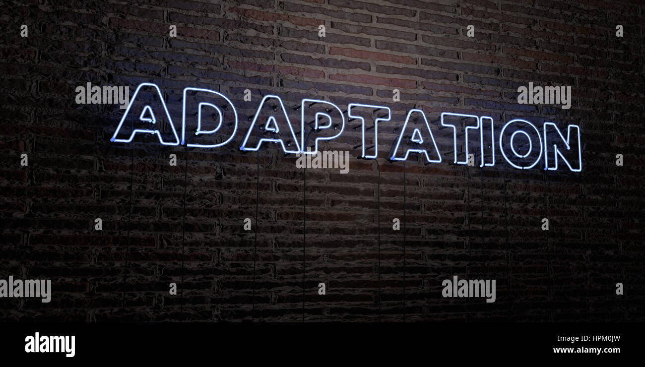 ADAPTATION -Realistic Neon Sign on Brick Wall background - 3D rendered ...