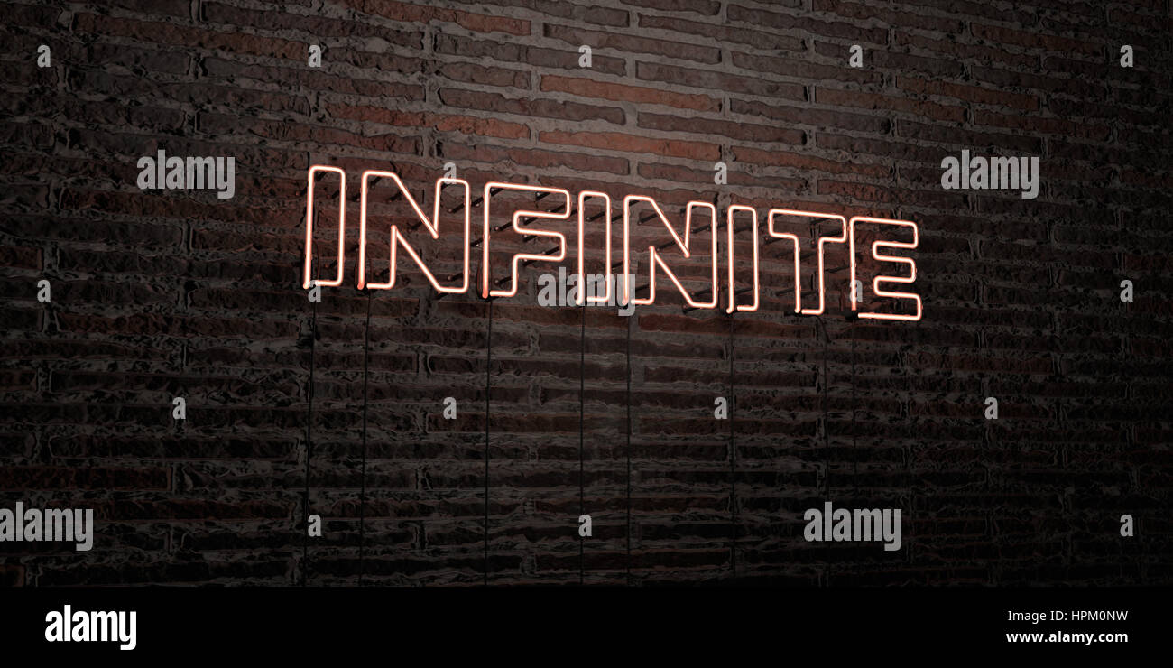 INFINITE -Realistic Neon Sign on Brick Wall background - 3D rendered ...