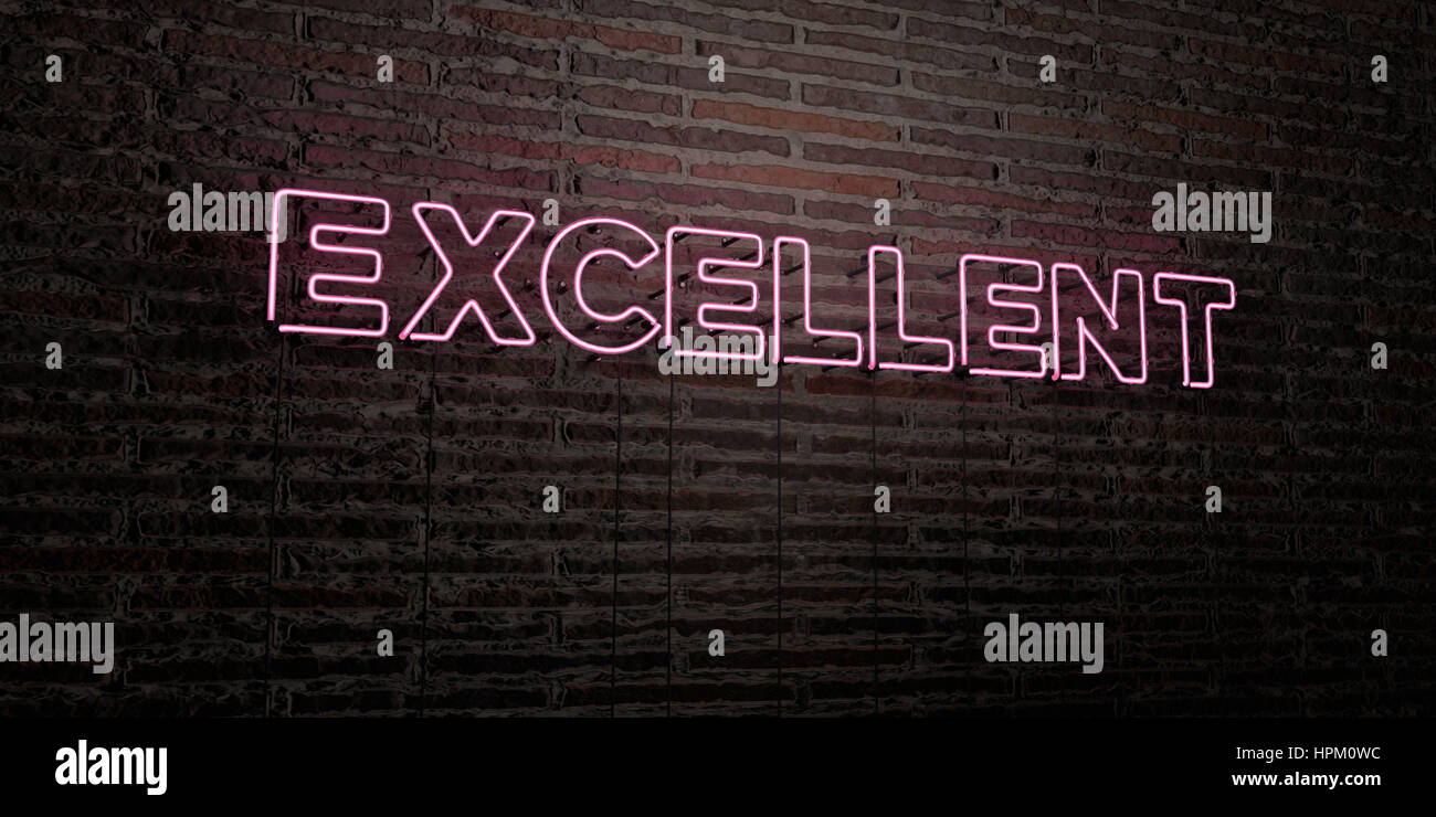 EXCELLENT -Realistic Neon Sign on Brick Wall background - 3D rendered ...