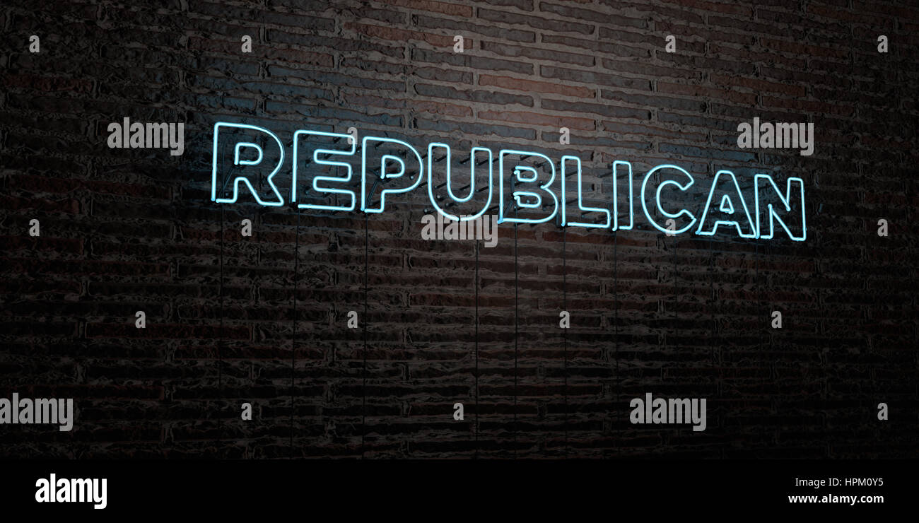 REPUBLICAN -Realistic Neon Sign on Brick Wall background - 3D rendered ...
