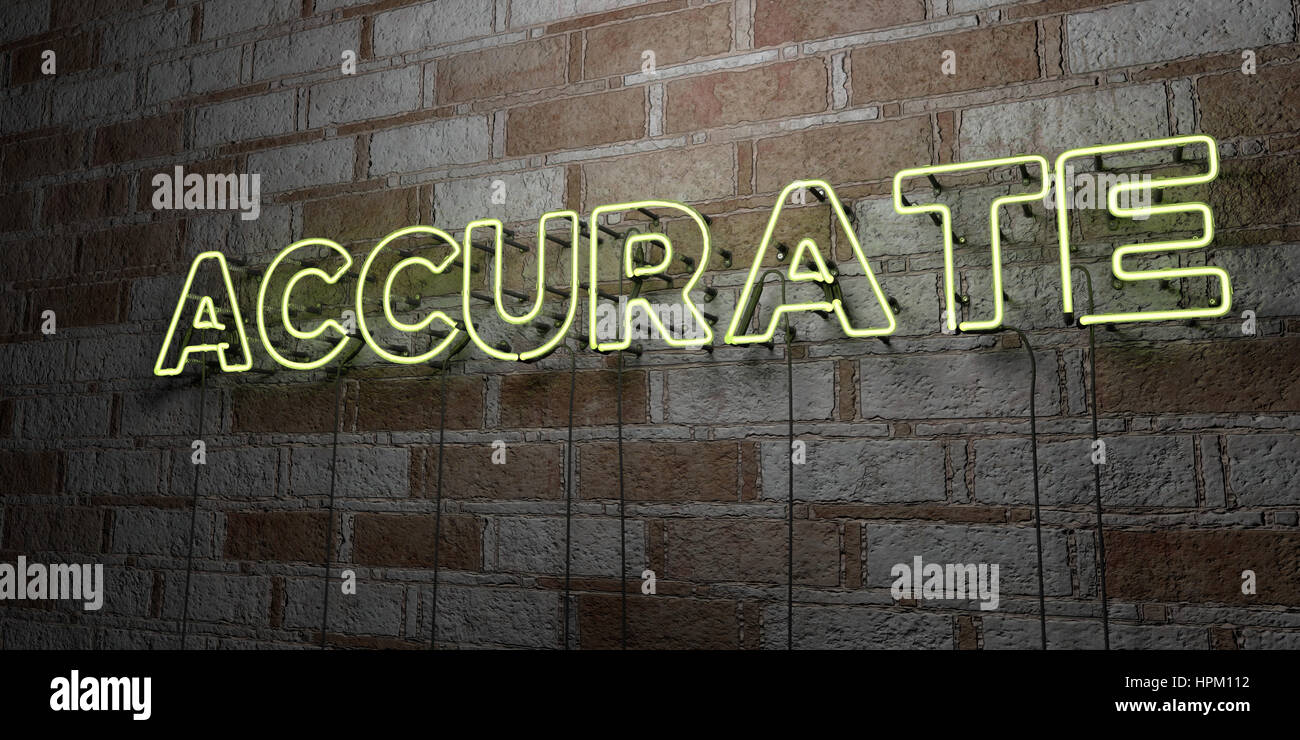 ACCURATE - Glowing Neon Sign on stonework wall - 3D rendered royalty ...