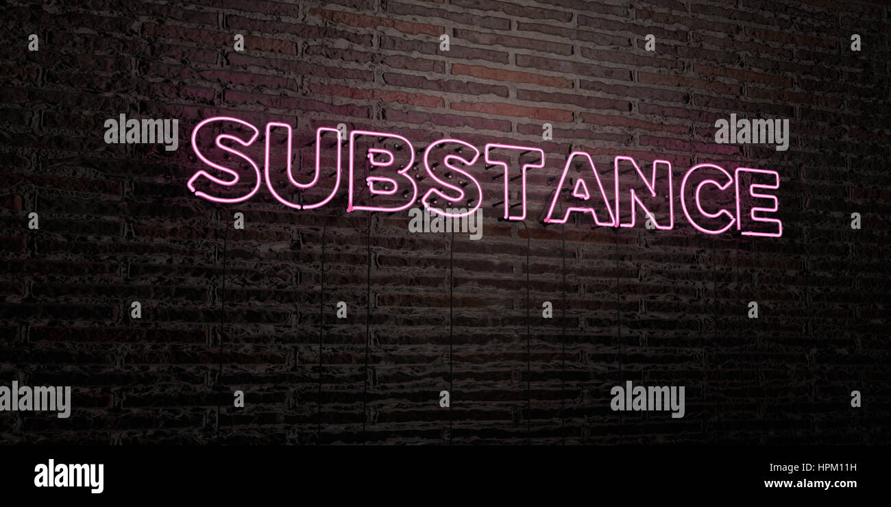 SUBSTANCE -Realistic Neon Sign on Brick Wall background - 3D rendered ...