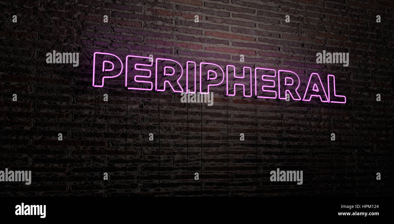 PERIPHERAL -Realistic Neon Sign on Brick Wall background - 3D rendered ...