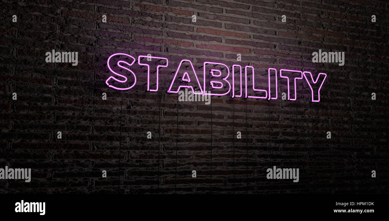 STABILITY -Realistic Neon Sign on Brick Wall background - 3D rendered ...