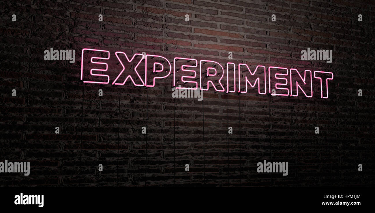 EXPERIMENT -Realistic Neon Sign on Brick Wall background - 3D rendered ...
