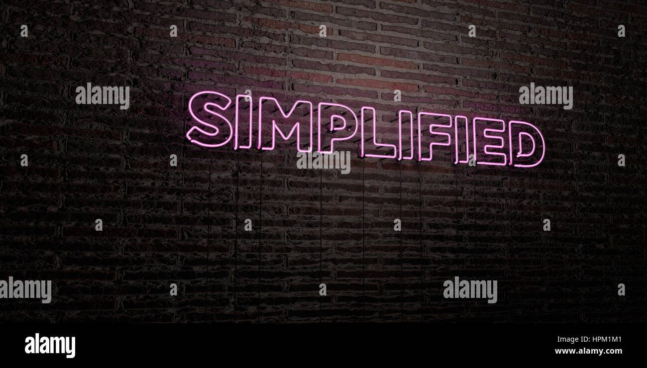 SIMPLIFIED -Realistic Neon Sign on Brick Wall background - 3D rendered ...
