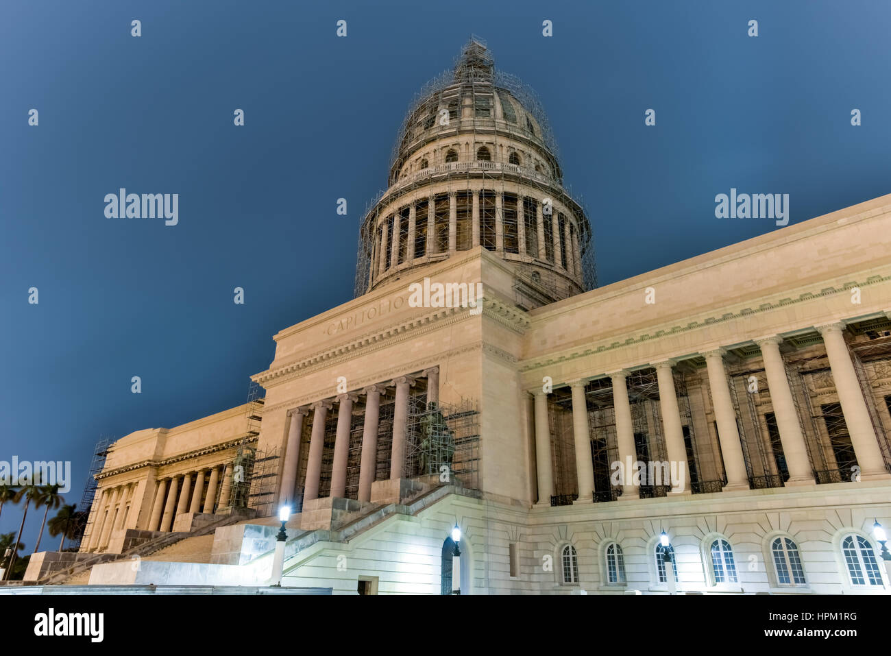 National Capital Building (El Capitolio) at dusk in Havana, Cuba Stock ...