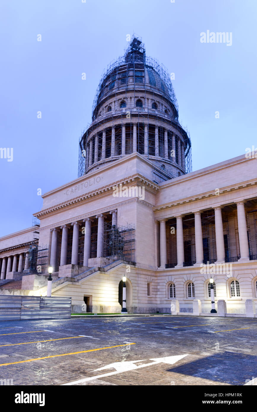 National Capital Building (El Capitolio) at dusk in Havana, Cuba Stock ...