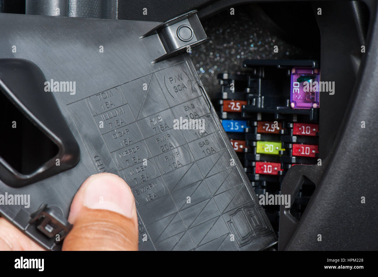 closeup layout of fuse box of car Stock Photo - Alamy