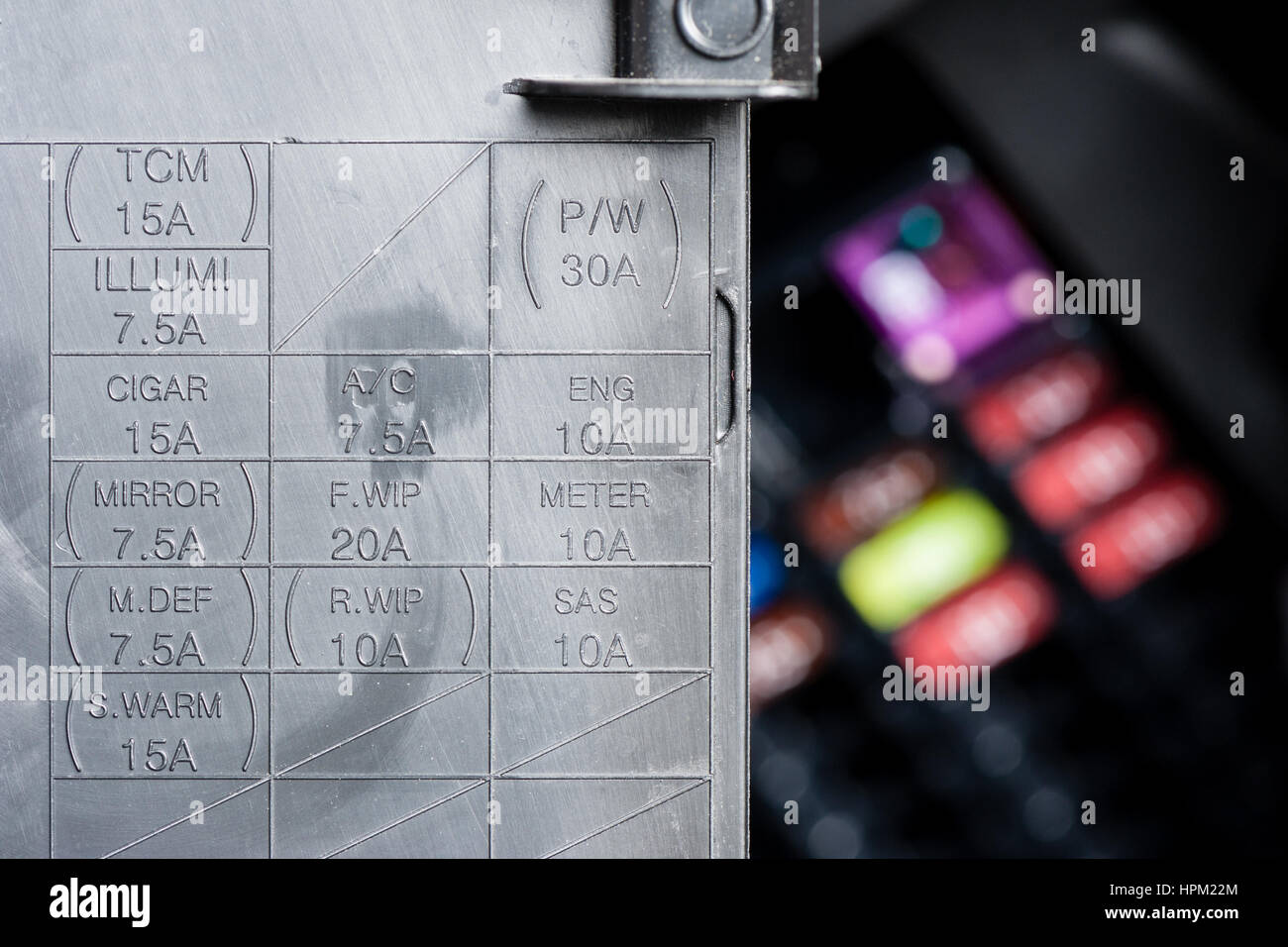 closeup layout of fuse box of car Stock Photo - Alamy