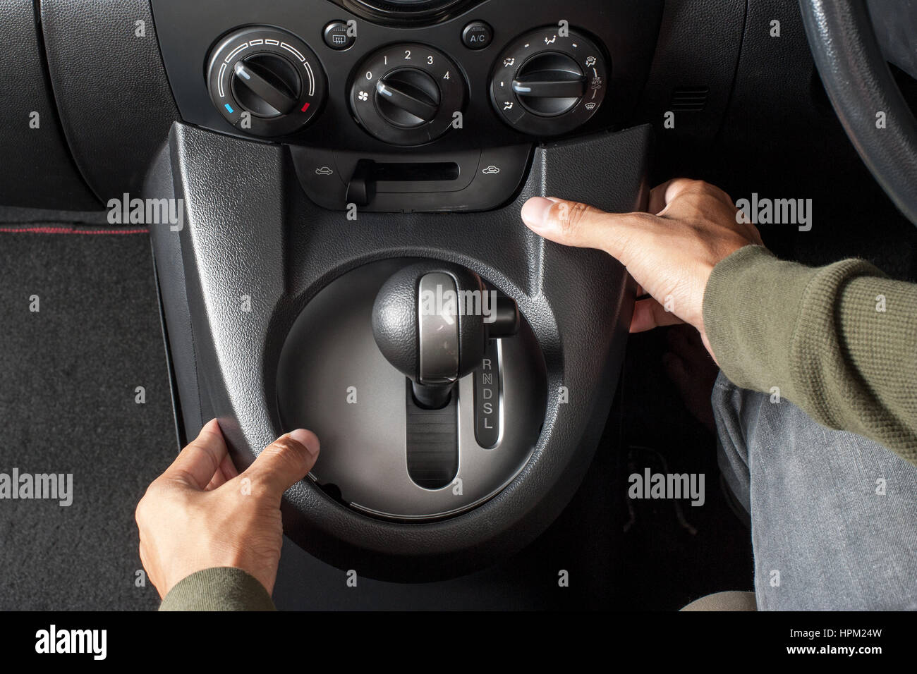 disassembly the center console of the car, transportation concept Stock ...