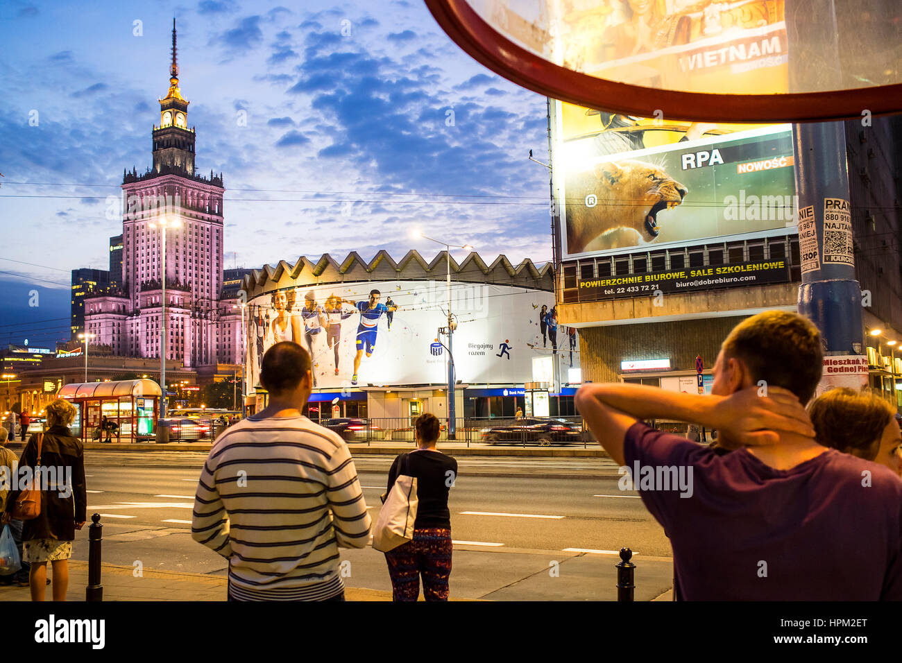 Bus station, Plac Defilad square, Warsaw, Poland Stock Photo - Alamy