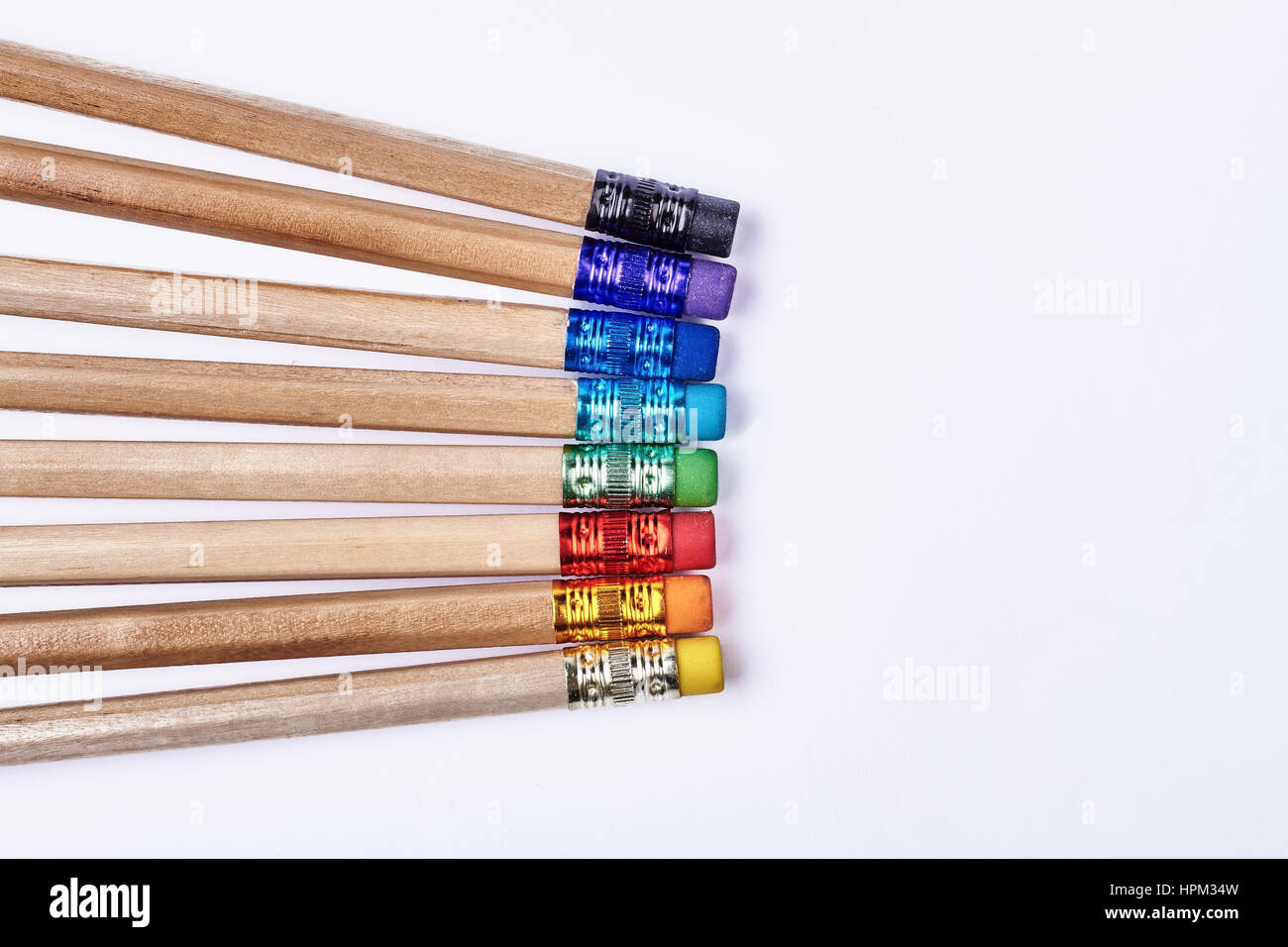 Pencils with colorful erasers Stock Photo - Alamy