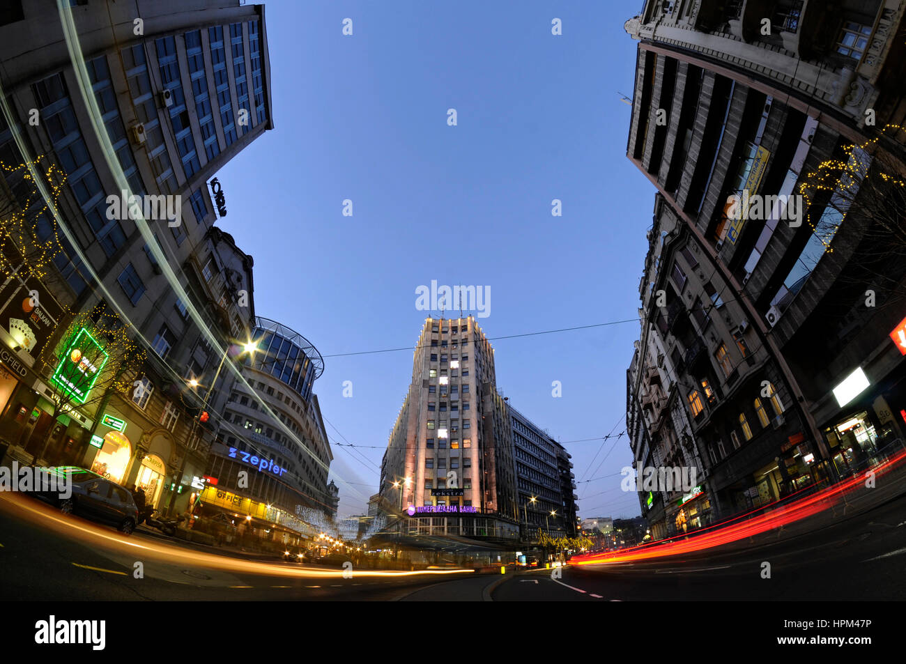 Belgrade, Serbia, city center view from Terazije to Knez Mihajlova ...