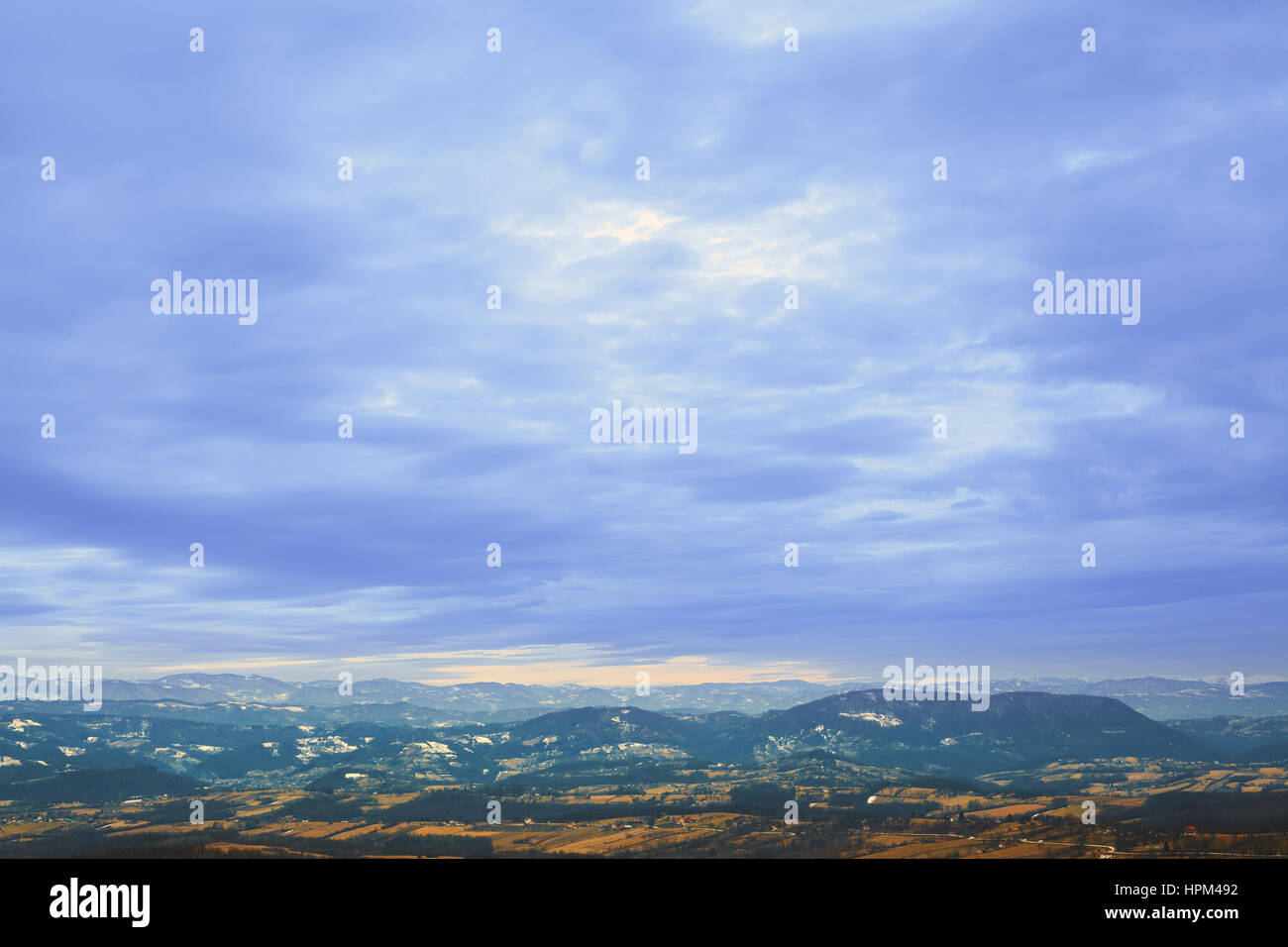 Landscape of village Dragacevo, central Serbia during winter Stock ...