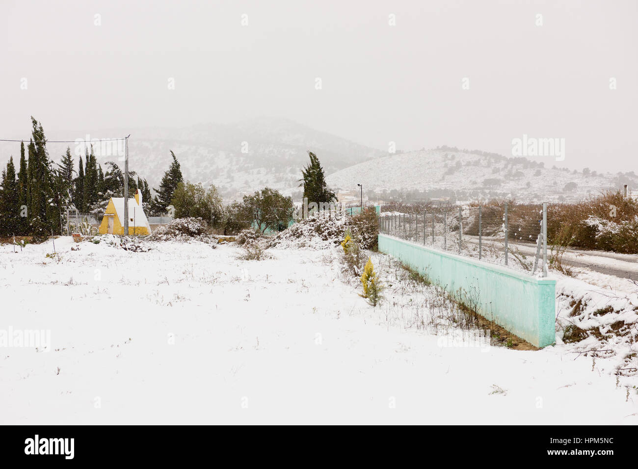 Very rare happening with snow near Pinoso in the Alicante Province of ...